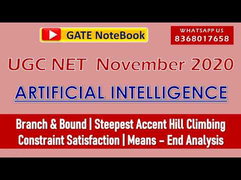 Branch-Bound;Steepest Hill Climbing;Constraint Satisfaction;Means – End Analysis Video Lecture ...