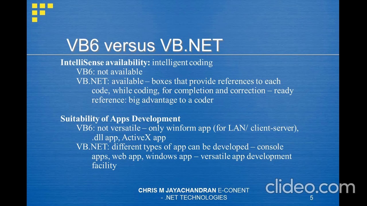 CHRIS M JAYACHANDRAN E-CONTENT  VBNET AND VB6 DIFFERENCES