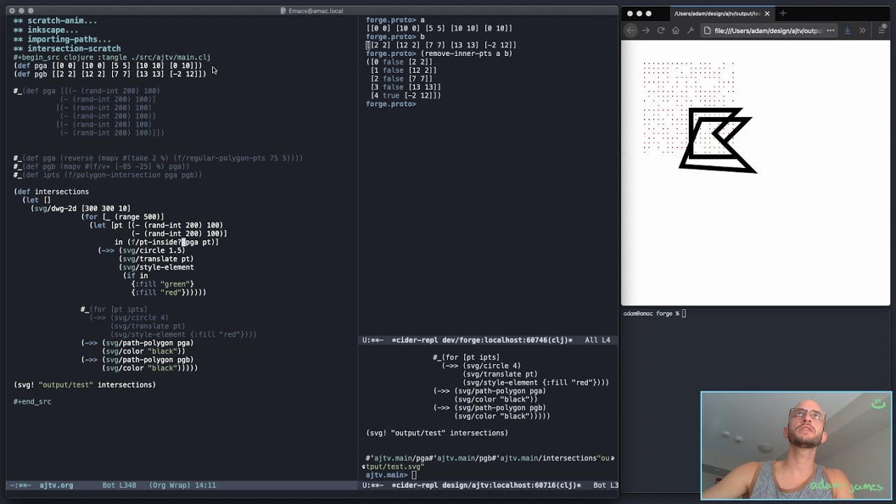 Casual Coding - Polygon stuff Using Clojure - Clojure dev. VOD 68