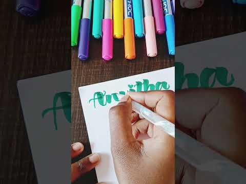 'Anvitha' name calligraphy 💗💚 #shorts #calligraphy #lettering #art #handwriting #amrutha #anvitha