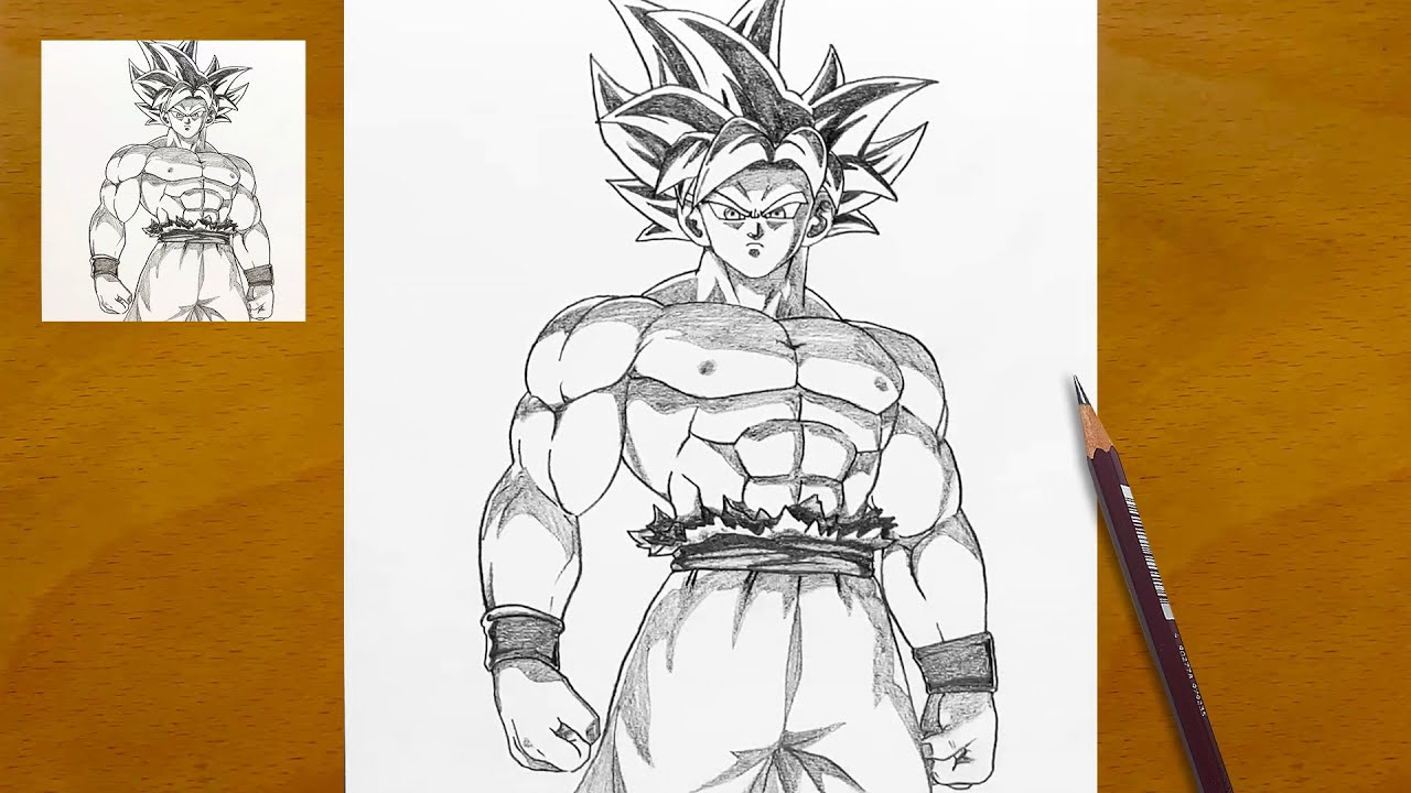 How to draw Ultra Instinct Goku step by step || Goku anime sketch || Dragon Ball Z drawing