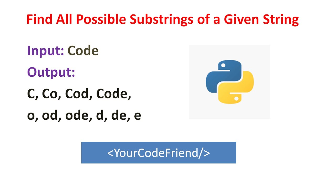 Python3 Exercise Problems | Finding All Possible Substrings of a Given String