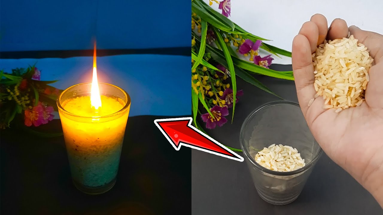 Unbelievable DIY Magic How to Make Candle Using Just Water, Rice, Oil and a Cotton Swab!