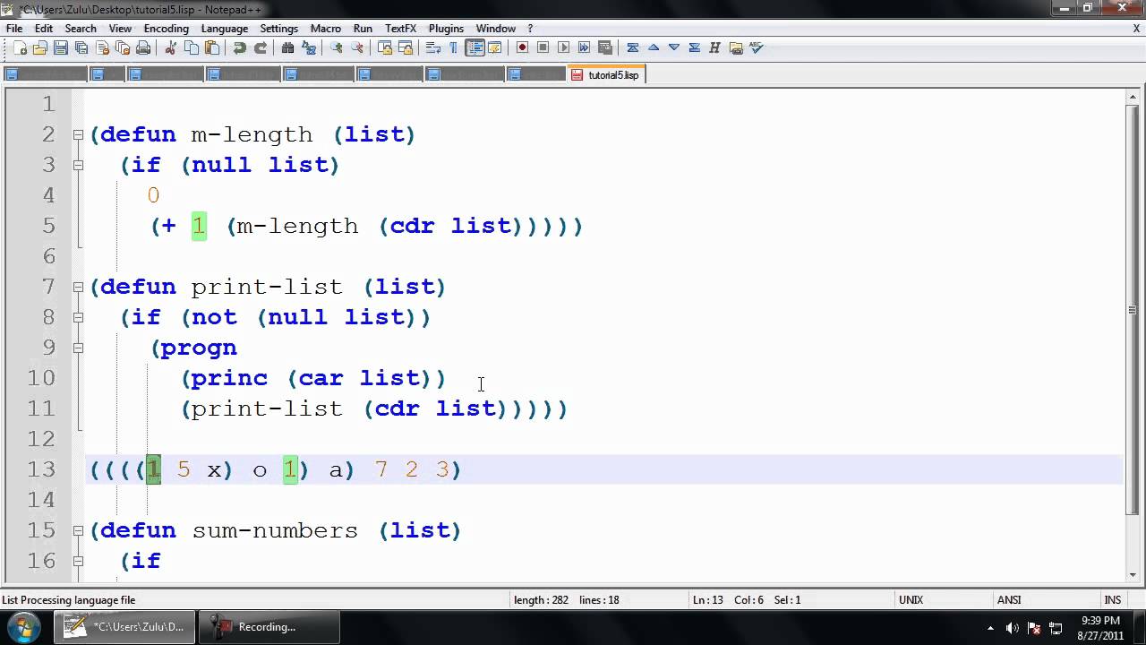 Common Lisp Tutorial -  (5) List functions