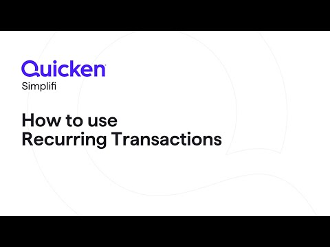 Quicken Simplifi - How to use Recurring Transactions