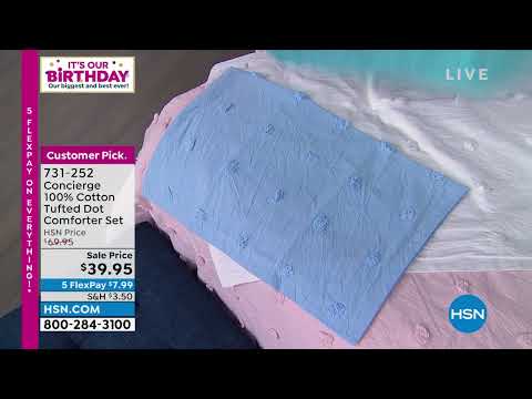 Concierge Collection 100% Cotton Tufted Dot Comforter Set