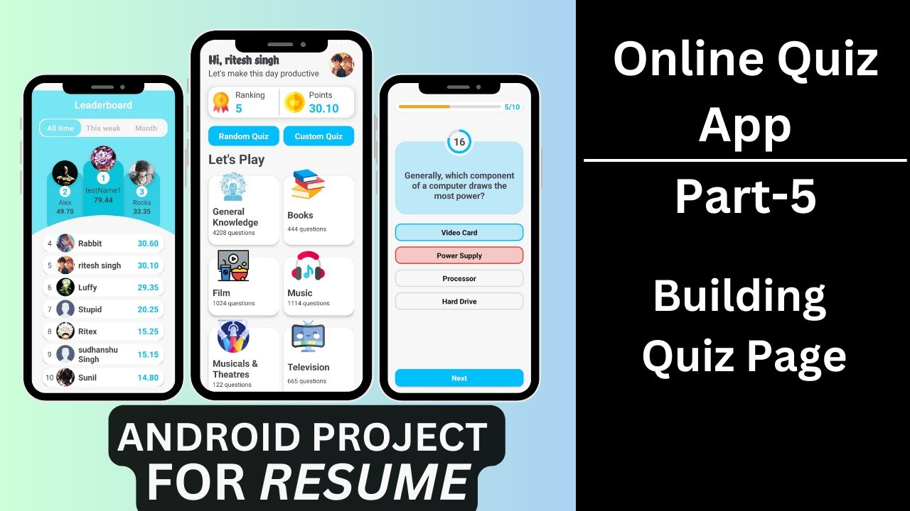 Online Quiz App || Part-5 || Android Project For Resume || Open Trivia Database || Android Studio
