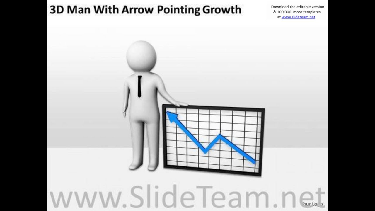 young business people 3d man with arrow pointing growth powerpoint templates presentation infographi