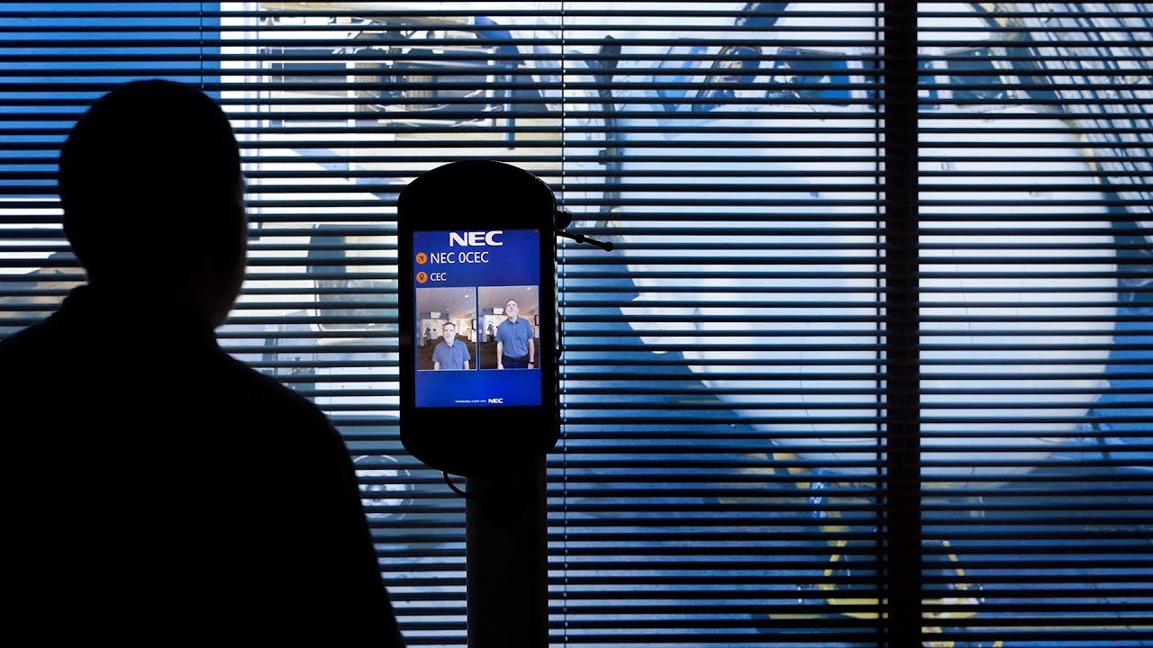 NEC's demonstration of NeoFace Express, a facial recognition system for the airline industry