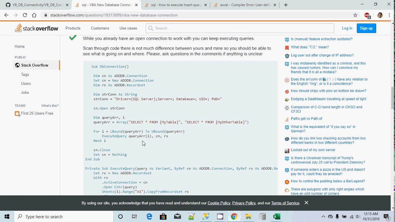 Excel : Database Connection using VBA - 2