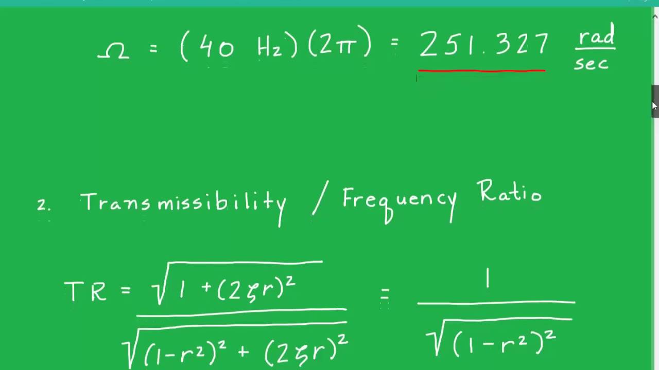 Base Excitation Vibration Isolation, Structural Dynamics Response to Harmonic Force Example 9