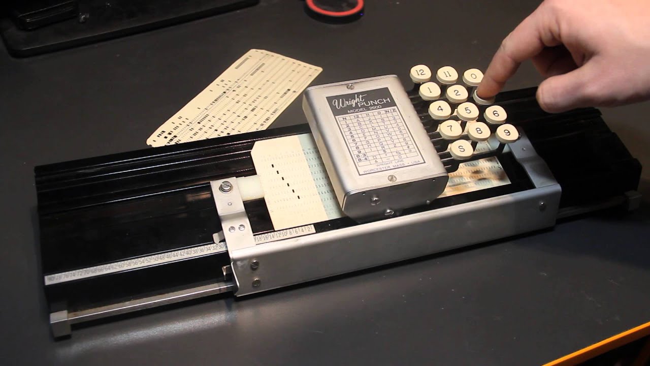 Manual punchcard puncher (Wright punch model 2600) in action