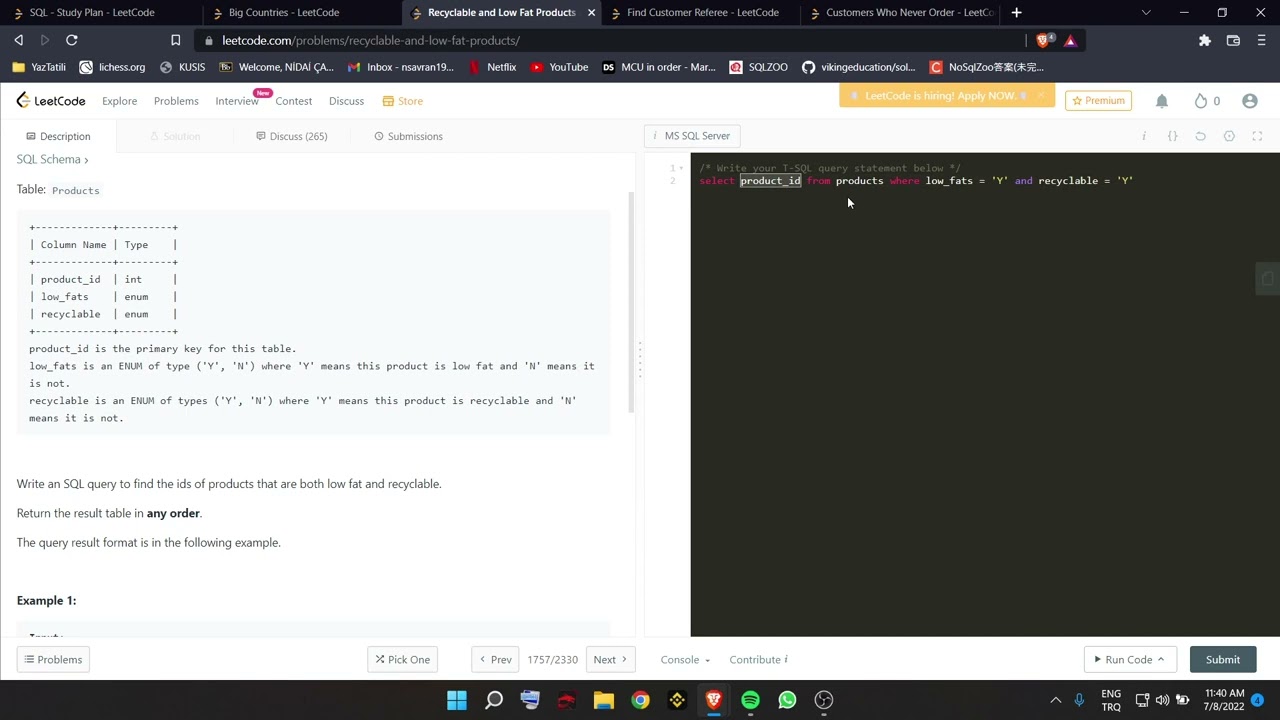 LeetCode SQL I Study Plan solution Day 1