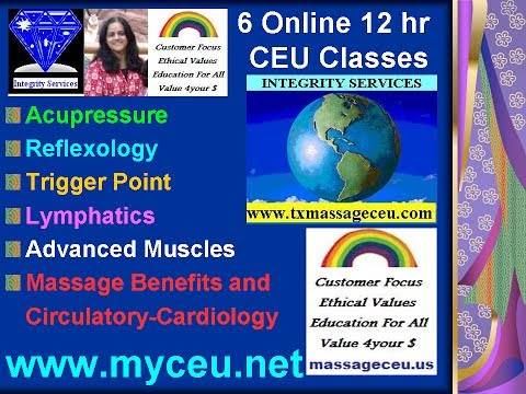 Introductory Video www.myceu.net Online TX $41-$55 Massage 12 hour CEU 6 Classes Texas DSHS Licensed