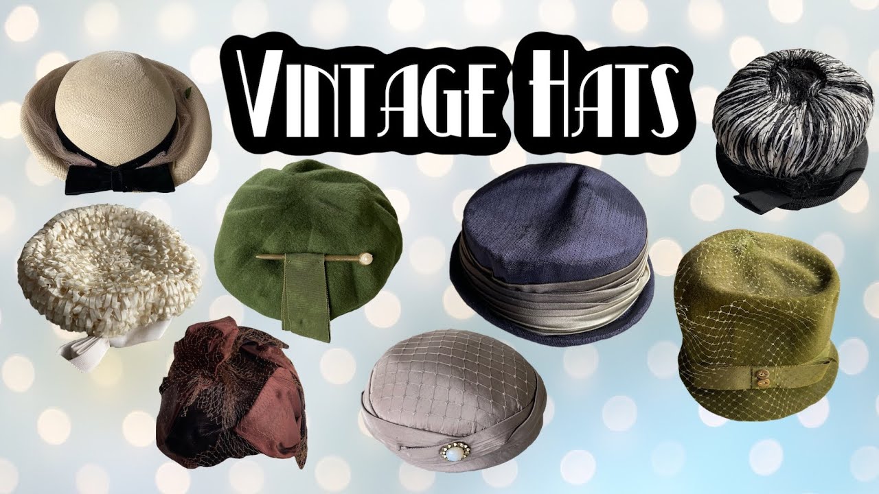 8 Vintage Hats (Dolly Madison, Union Made, Peachbloom Velour, Glenover Henry Pollak, Panama)