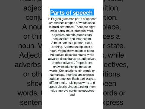English grammar || Parts of speech #partsofspeech #englishgrammar #english