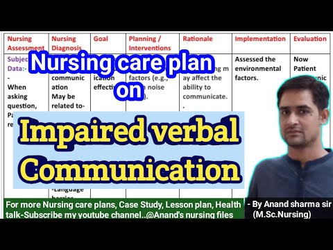 Impaired verbal communication Nursing care plan//Nursing Diagnosis & Nursing Interventions #ncp