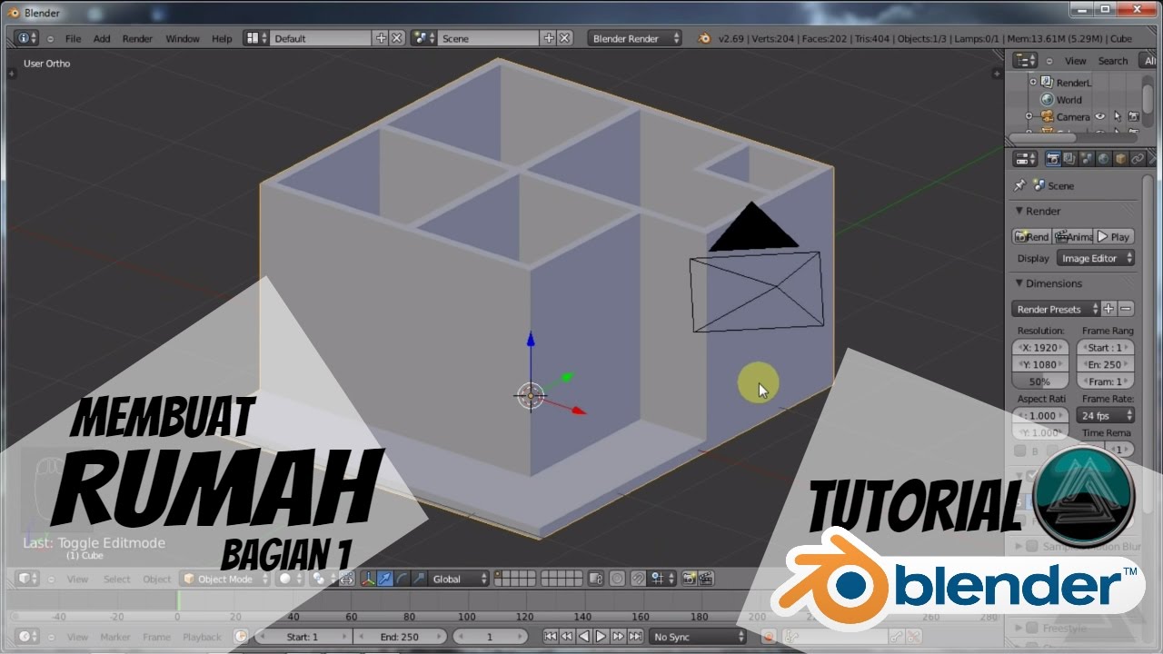 Modeling Rumah | bagian 1 | Dinding & Lantai| Tutorial Dasar Blender 3D Lengkap HD
