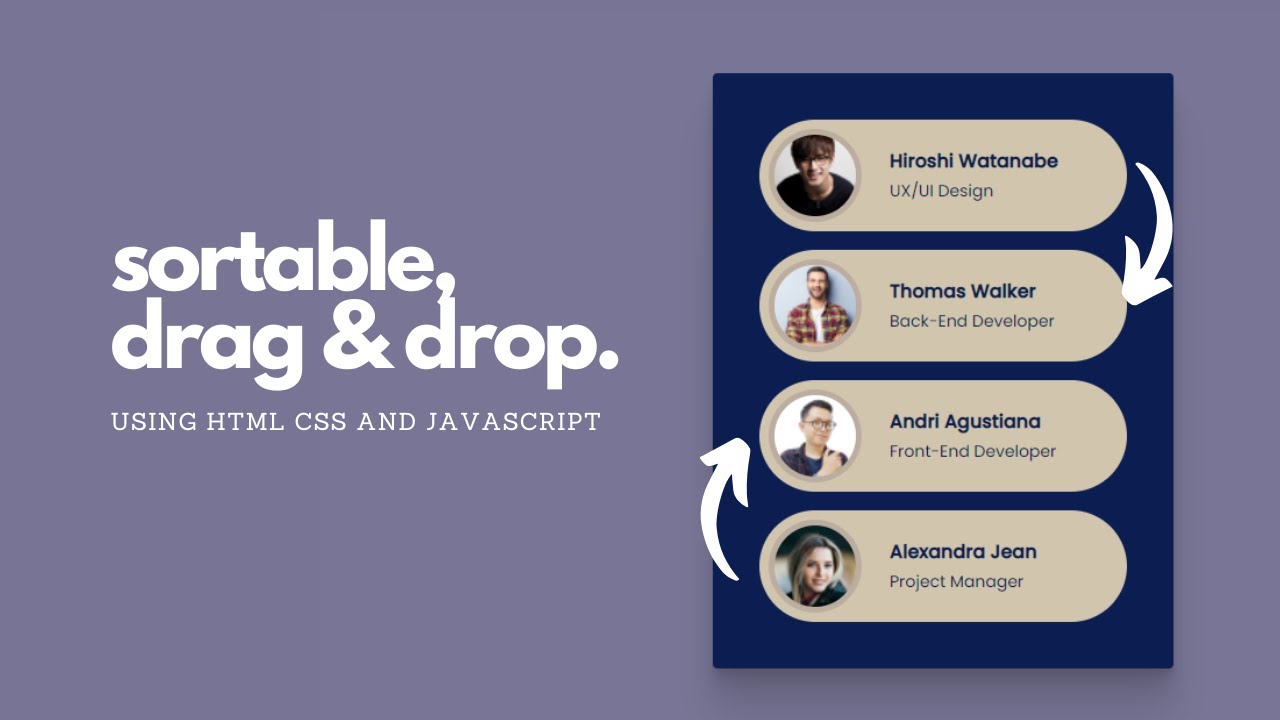 How To Create Drag And Drop With Sortable Javascript | HTML CSS And Javascript Tutorials
