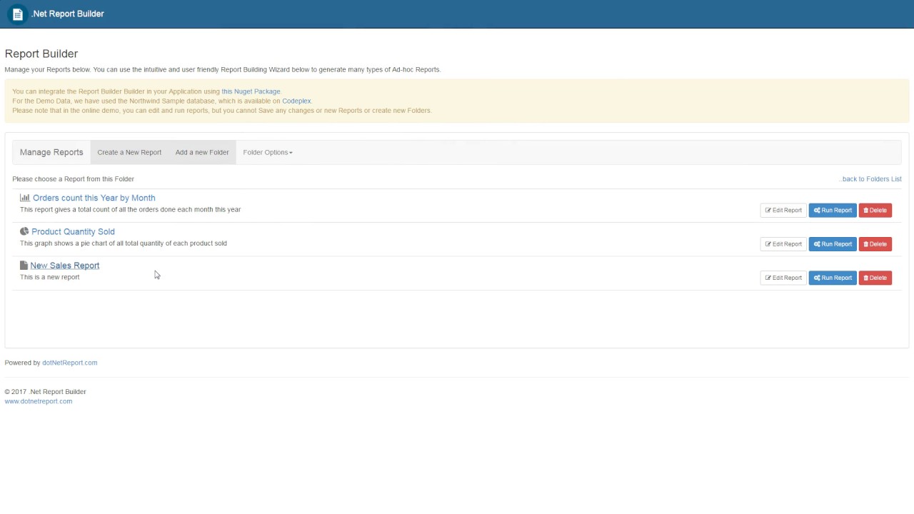 How to create List and Summary reports using dotnet Report Builder.