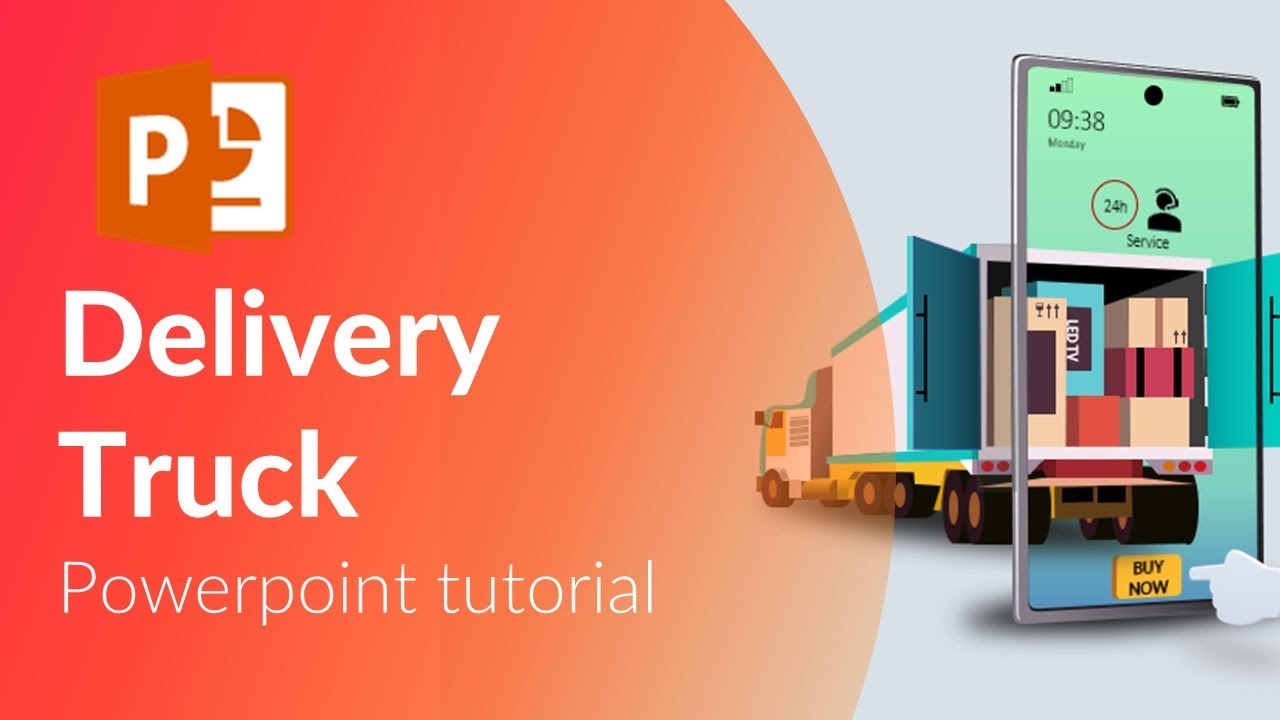 Isometric delivery truck slide. Powerpoint tricks.