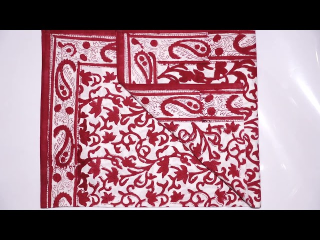 Table Napkin - Red Cotton Hand Block Printed Table Napkin / Serviette ...