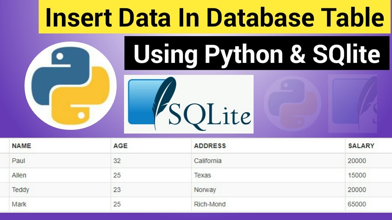 Inserting Data into Table | Python SQLite Tutorial | Insert Data into Database Table using Python