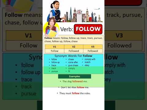 FOLLOW Present Past Past Participle- Sentence example with Follow Verbs | Synonyms | Sentence