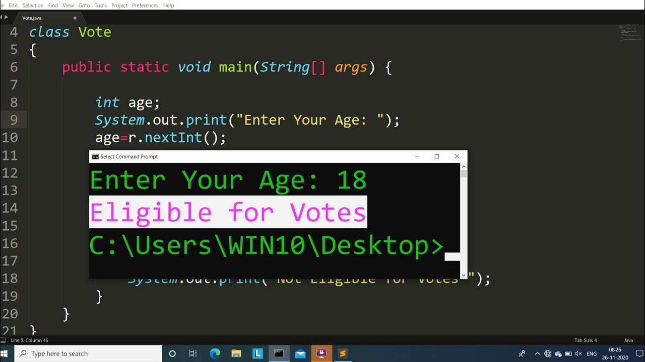 Java program to check Voting eligibility | Learn Coding