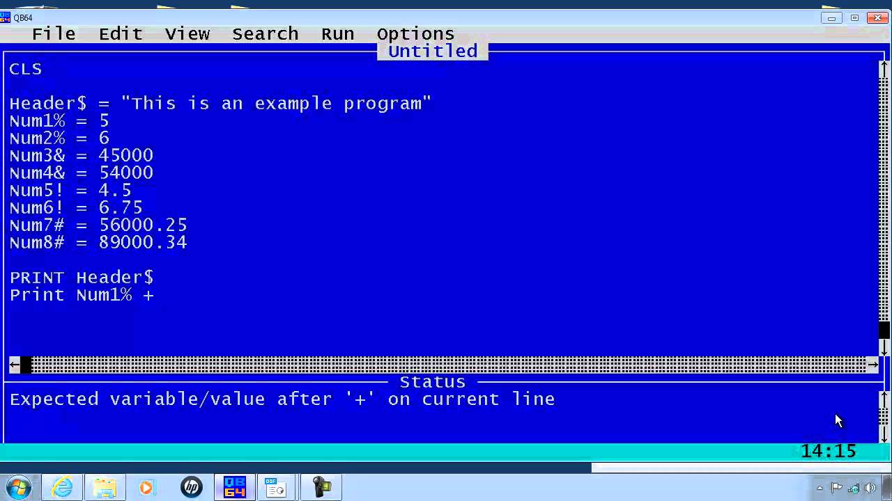 QBasic Tutorial 4 - Variables And Data Types - QB64