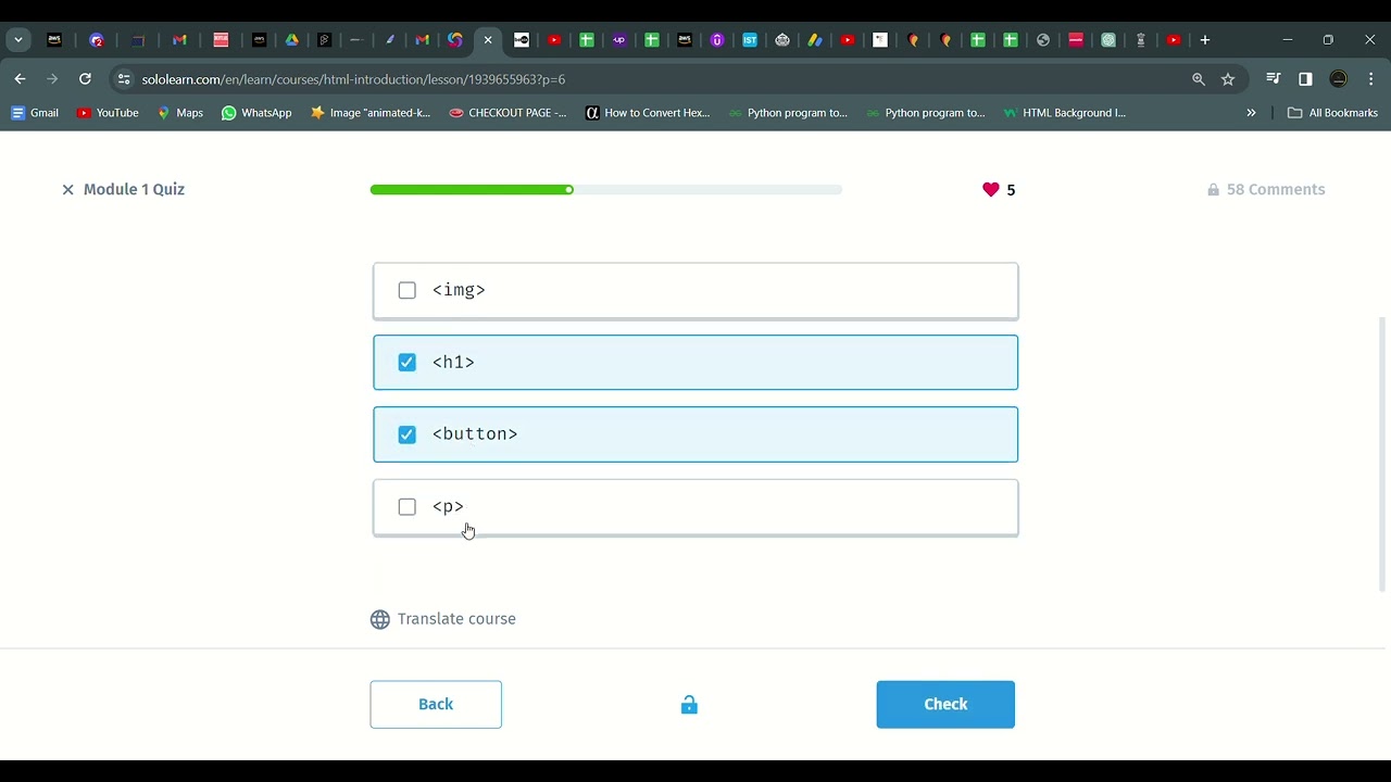 08 Module 1 Quiz | Introduction to HTML | Sololearn