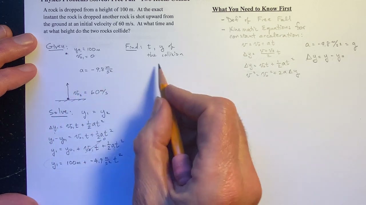 Physics Problems Solved: Free Fall - Two Rocks Collide