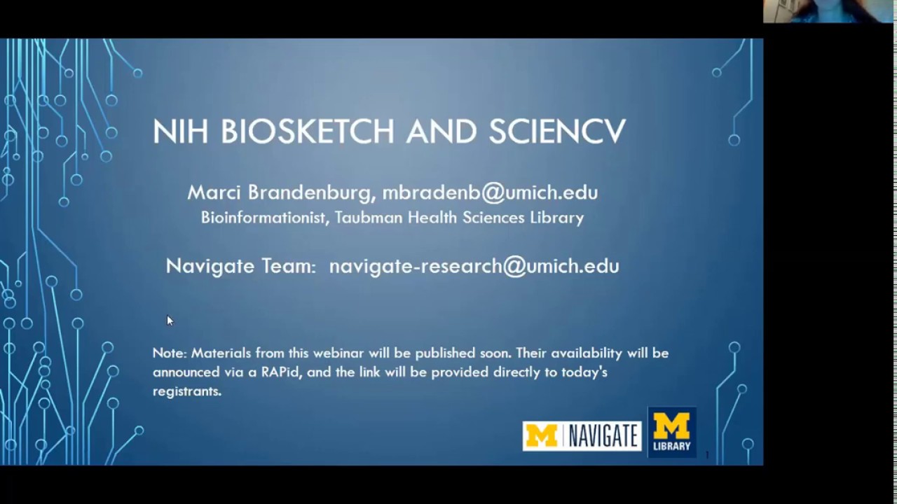 NIH Biosketch SciENcv Webinar