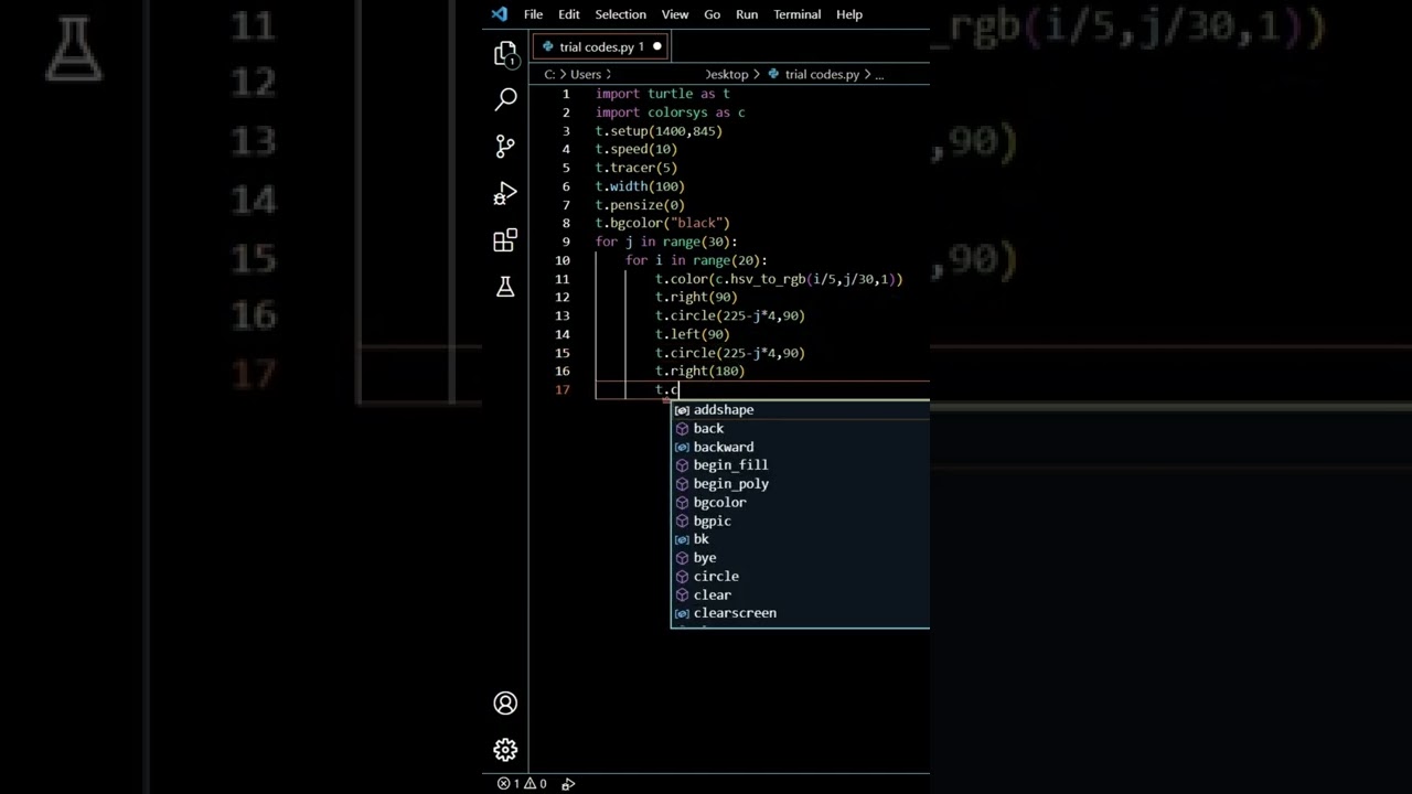 Multicolor flower using turtle module in python | Python codes |