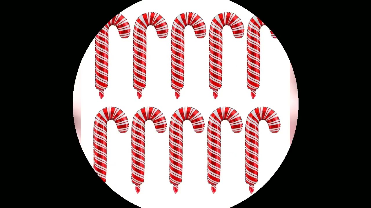 10/5Pcs Christmas Party Balloons Large Size Mini Candy Cane Foil Balloon Christmas Candy Round Globo