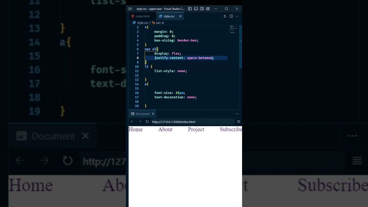 Justify content space between css property
