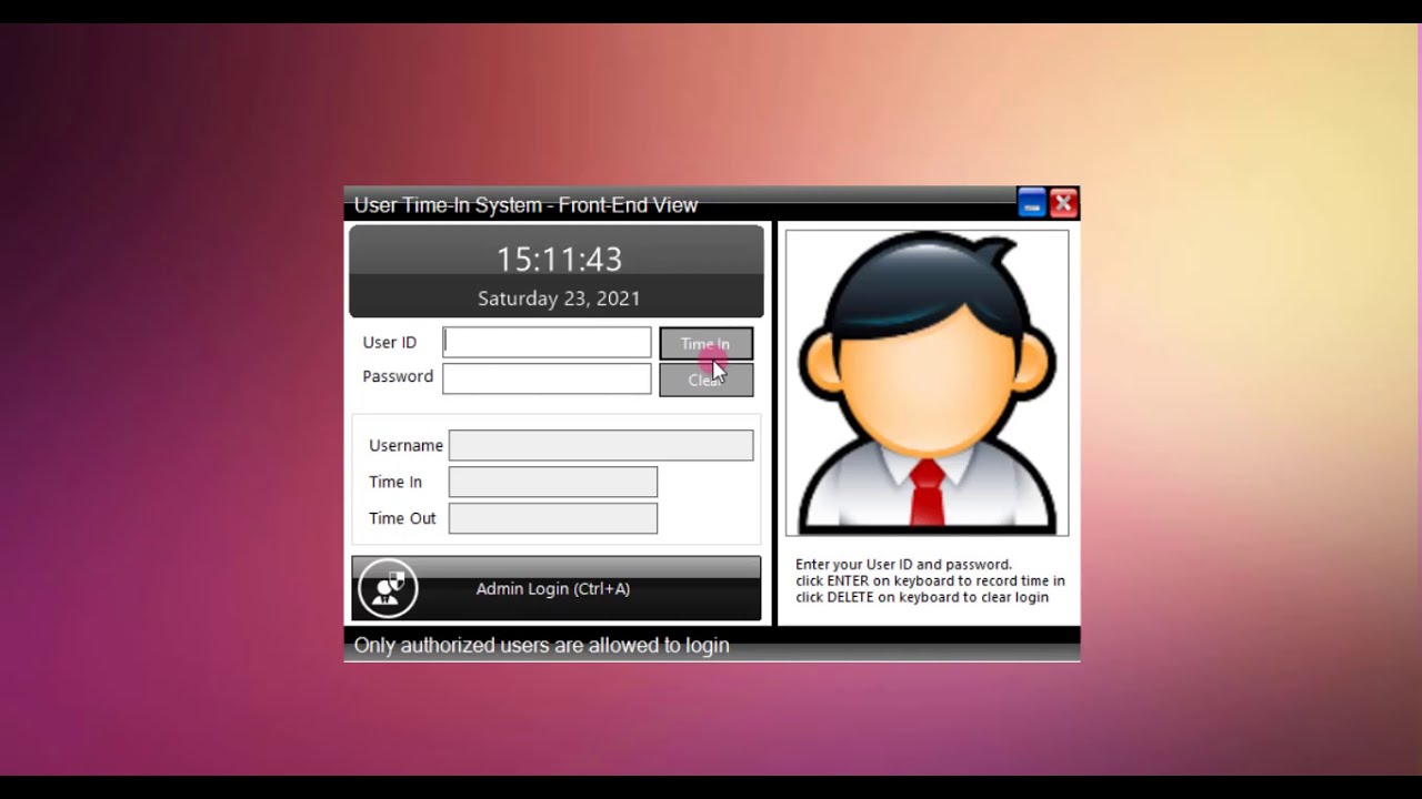 Users Time Log System using VB NET and MS Access Database Demo