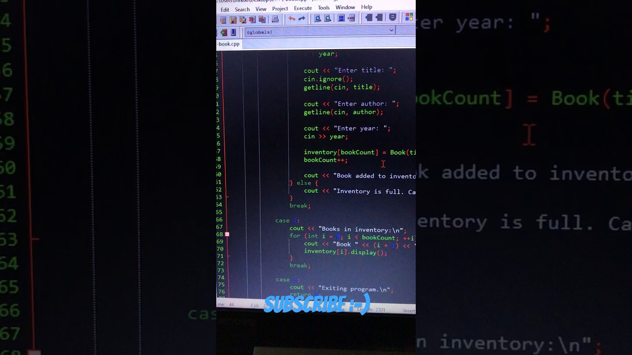 books inventory IDE dev c++ #cppprogramming