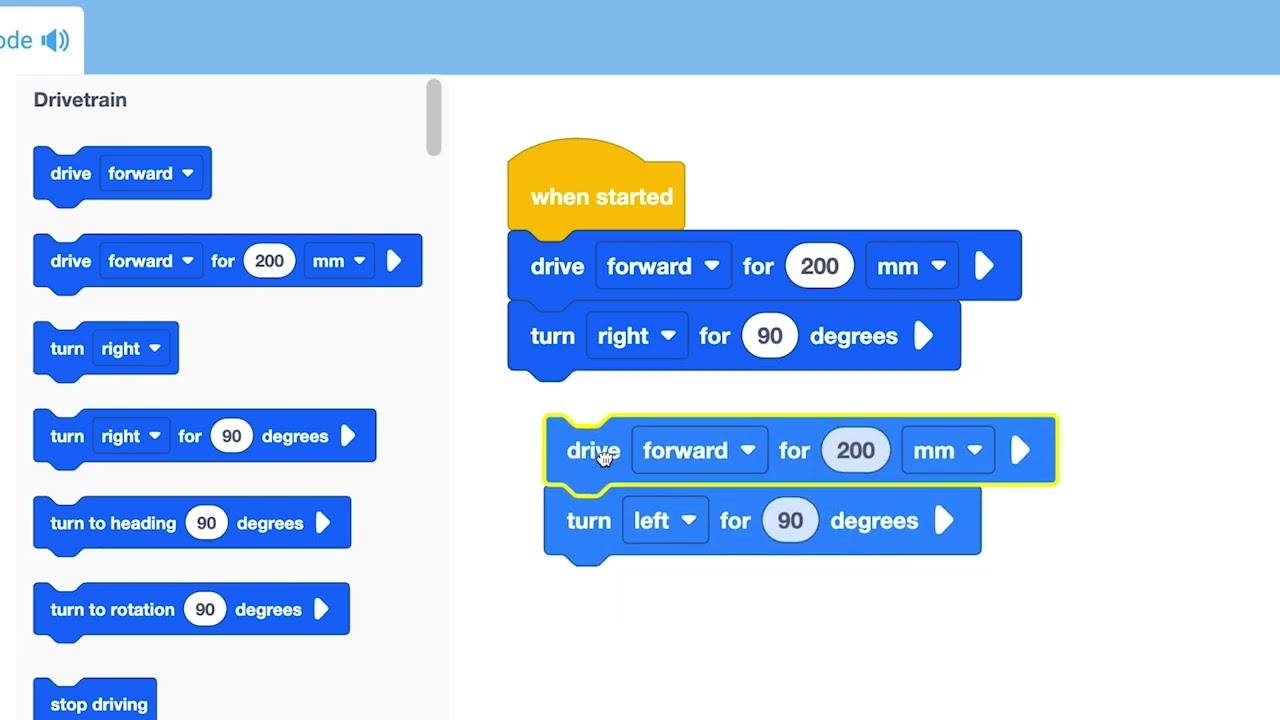 Vexcode vr/ tutorial explicate/English
