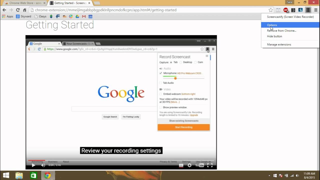 Downloading/Configuring Screencastify