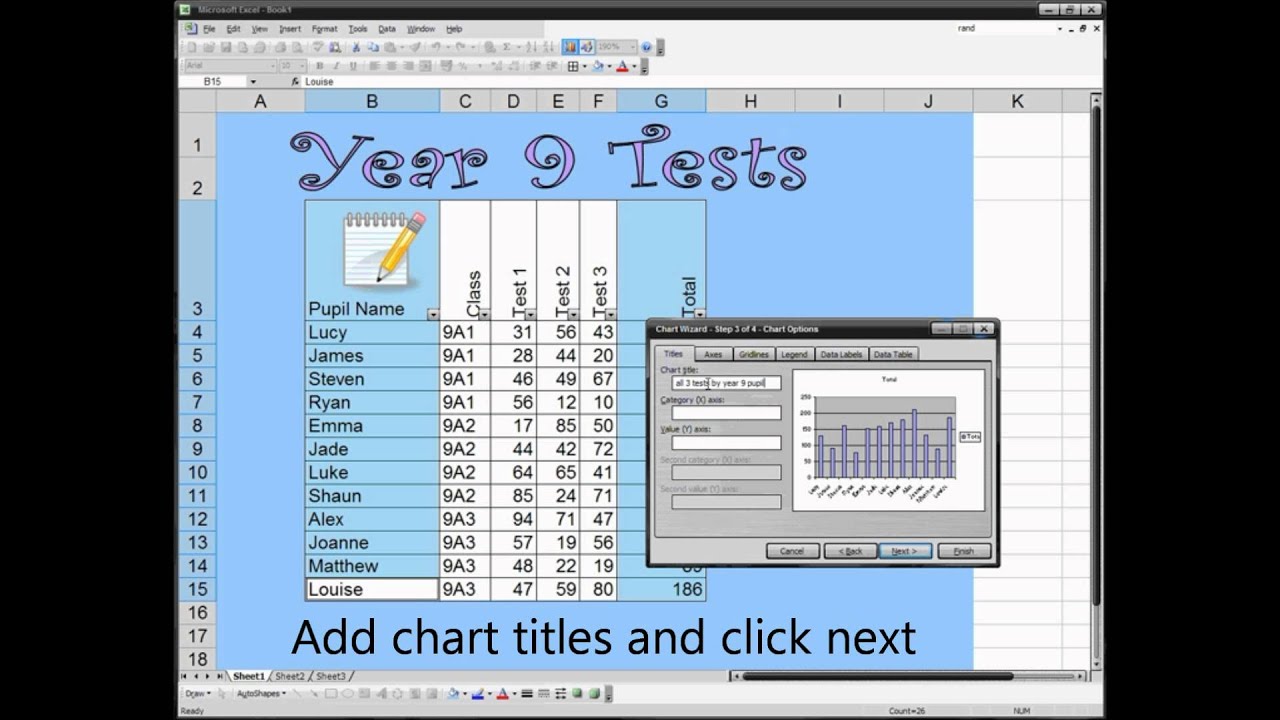 Excel Tutorial   Creating a chart with captions