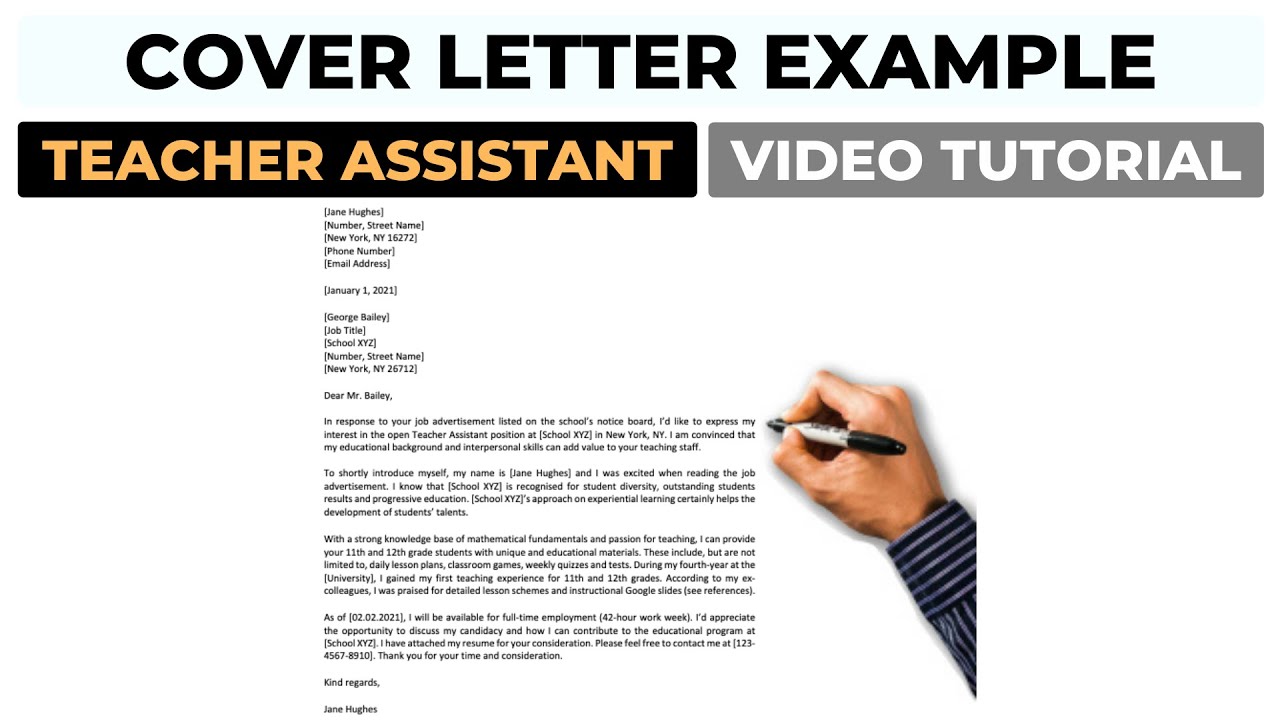Cover Letter Example For Teacher Assistant | Teaching Position