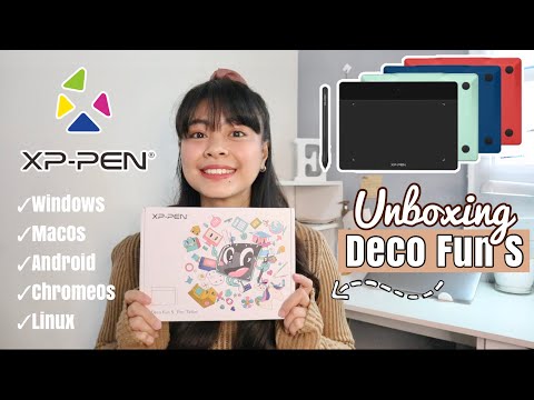 Unboxing XP-Pen Deco Fun S Pen Tablet + Testing (OneNote, Goodnotes5, Adobe Ps & AI) ❤︎ | emmy lou