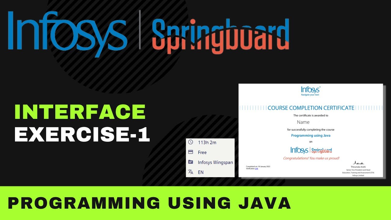 Interface Exercise 1| Programming Using Java | Infosys Springboard