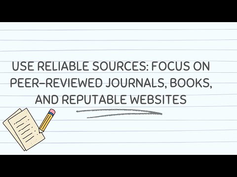 Use Reliable Sources: Focus on peer-reviewed journals, books, and reputable websites.