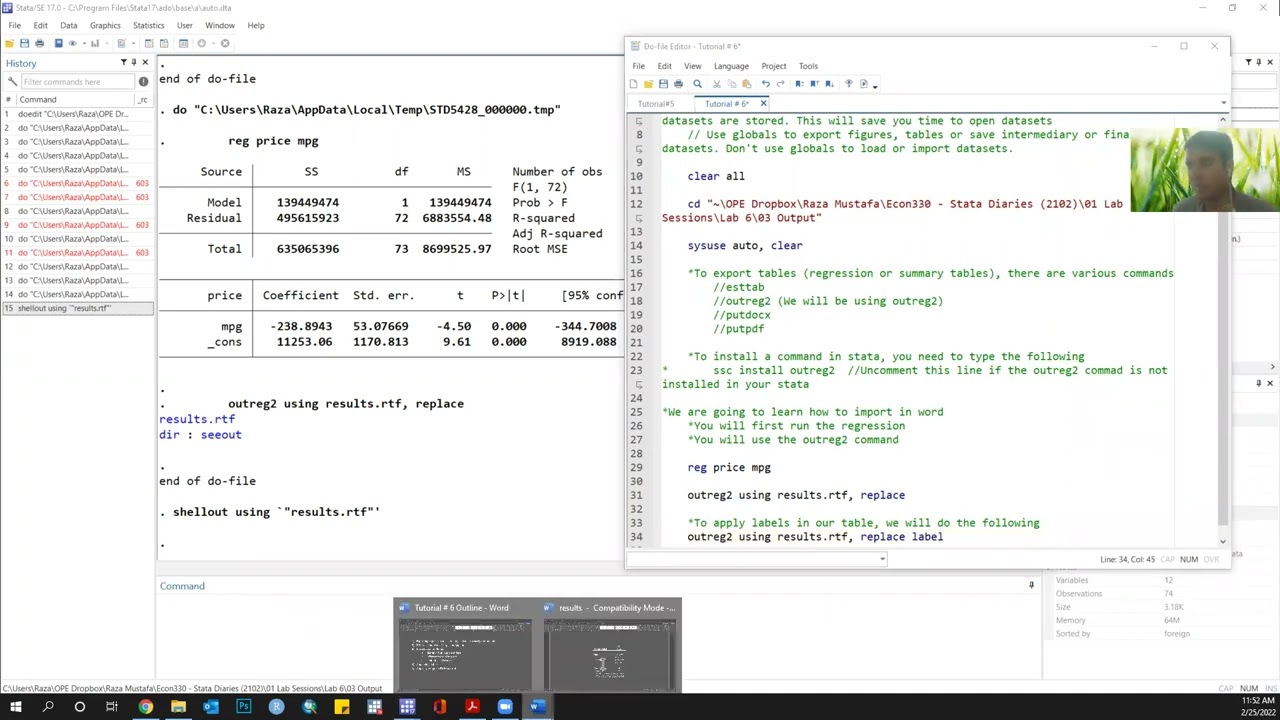 Spring 2022 - ECON 330 (Tutorial # 6)