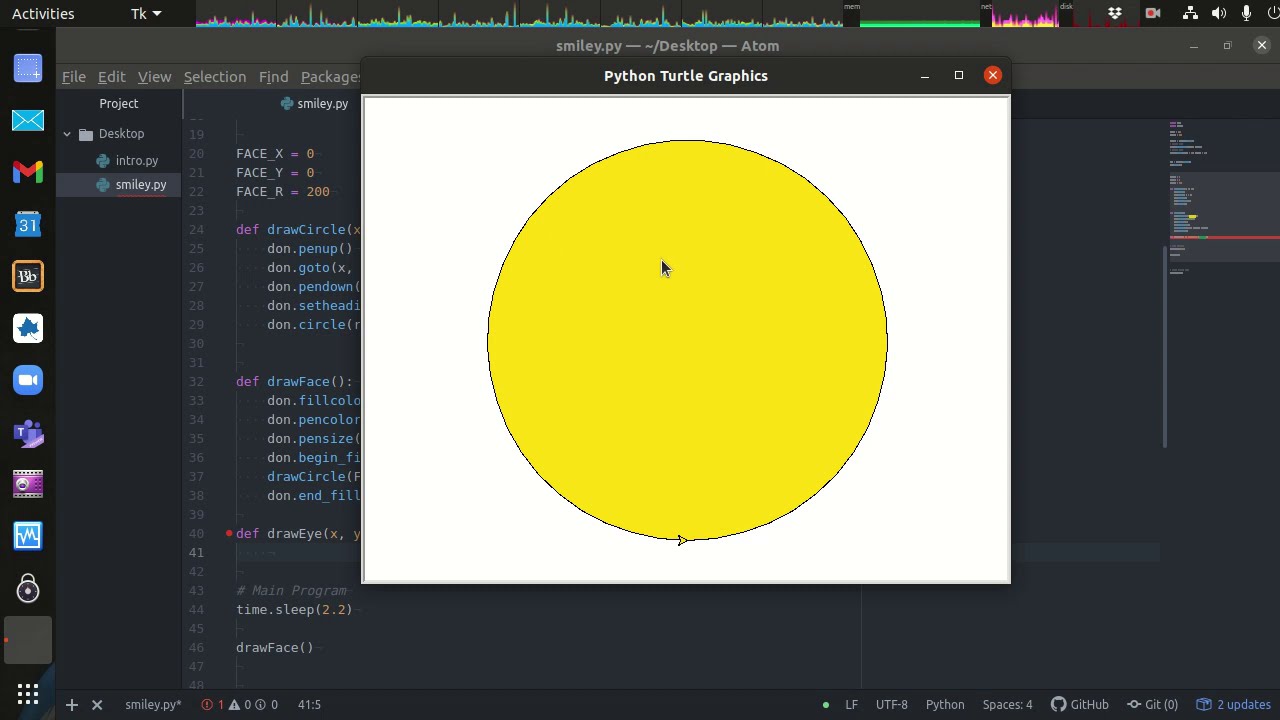 Python 3 Turtle Graphics - Draw a Smiley Face