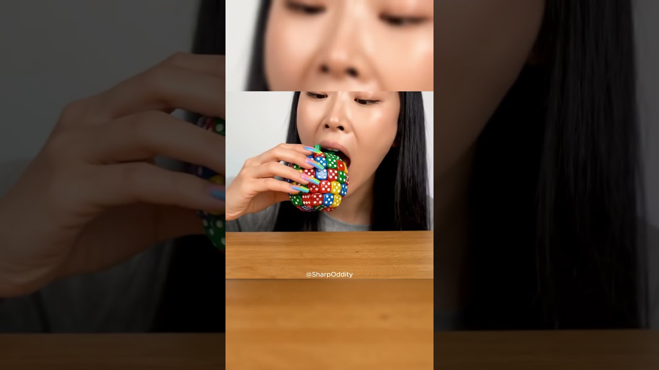 Eating a Dice Apple?! 🍎🎲 | AI-Generated Satisfying ASMR Bite
