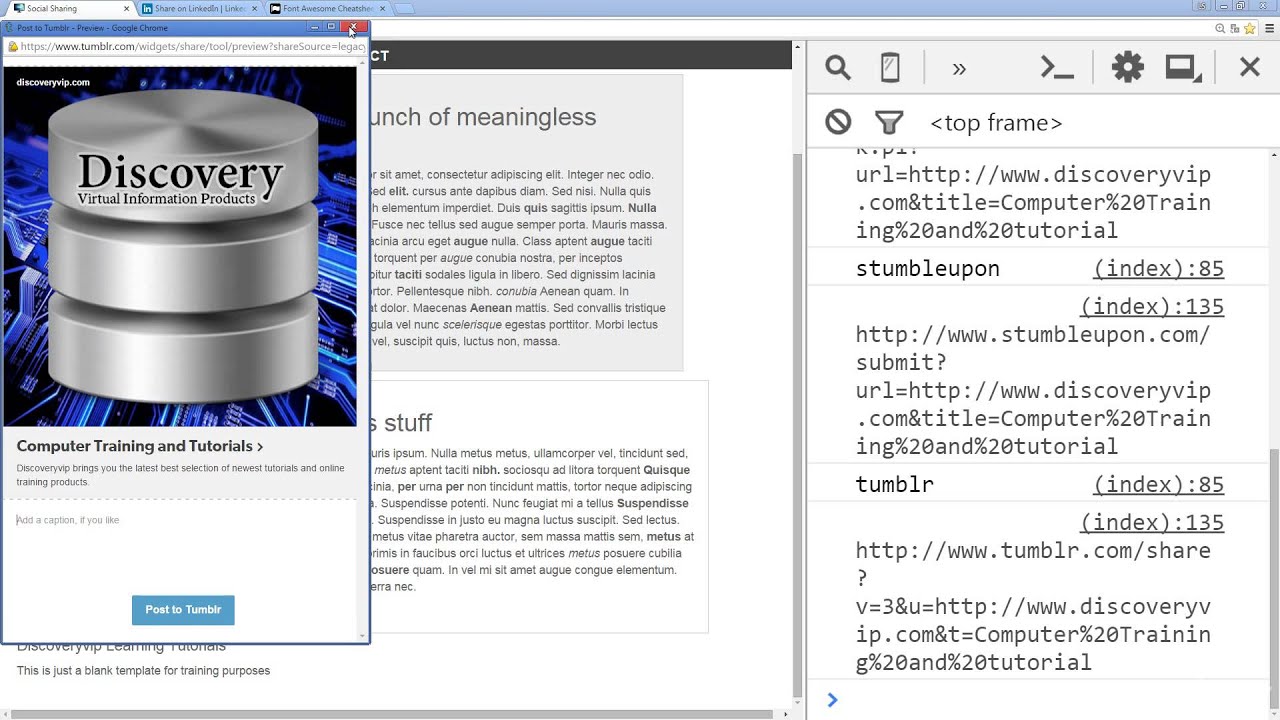 23. Web development integration : JavaScript Social Sharing Button Tutorial
