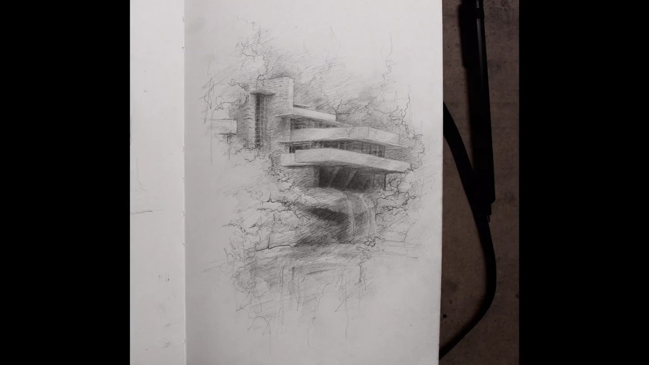 Frank Lloyd Wright's Fallingwater Architectural Drawing